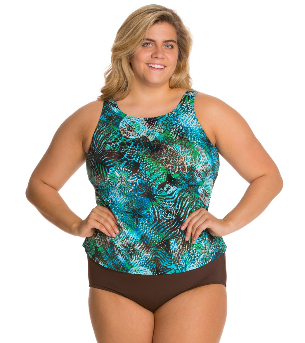 Topanga Plus Size Trinidad Mastectomy Tank Strap Blouson Top At