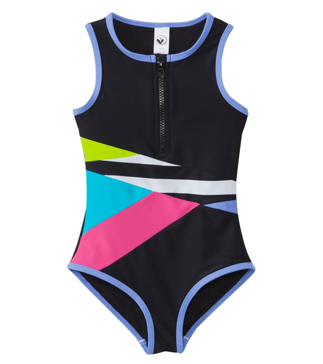 Limeapple Swimwear Girls Paradise Colorblock One Piece Swimsuit 4yrs