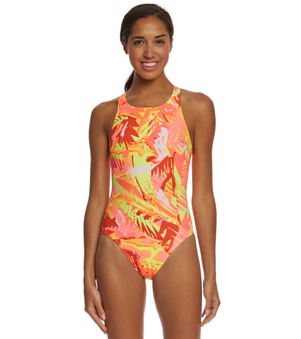 Nike Womens Tropic Fastback Tank One Piece Swimsuit At