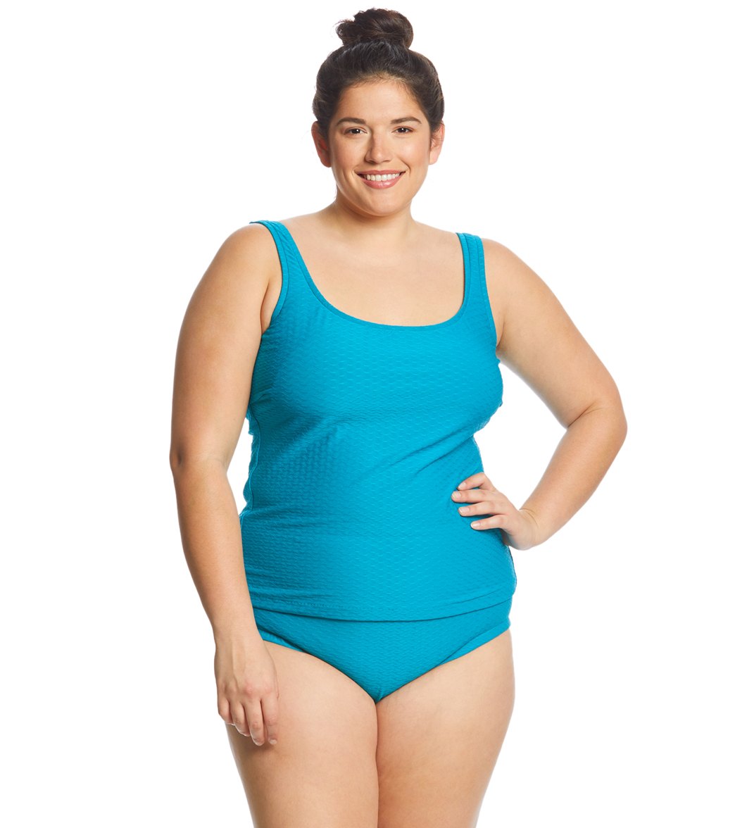 Maxine Plus Size Spa Solid Chlorine Resistant Scoop Tankini Top At