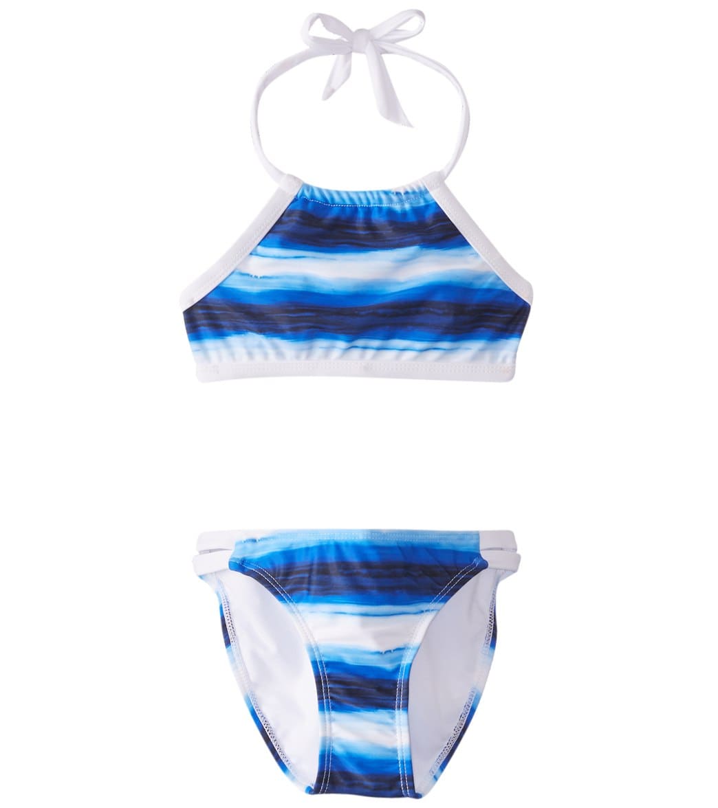 Snapper Rock Girls' Ombre Stripe Halter Two Piece Bikini Set (Big Kid ...