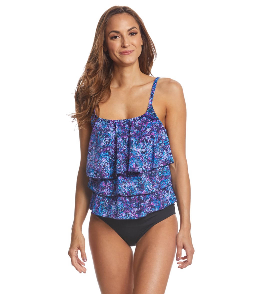 Topanga Mastectomy Galaxy Triple Tier Tankini Top At