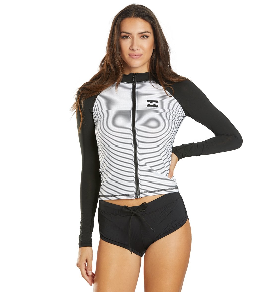 Billabong Womens Core Long Sleeve Front Zip Rash Guard At Swimoutlet
