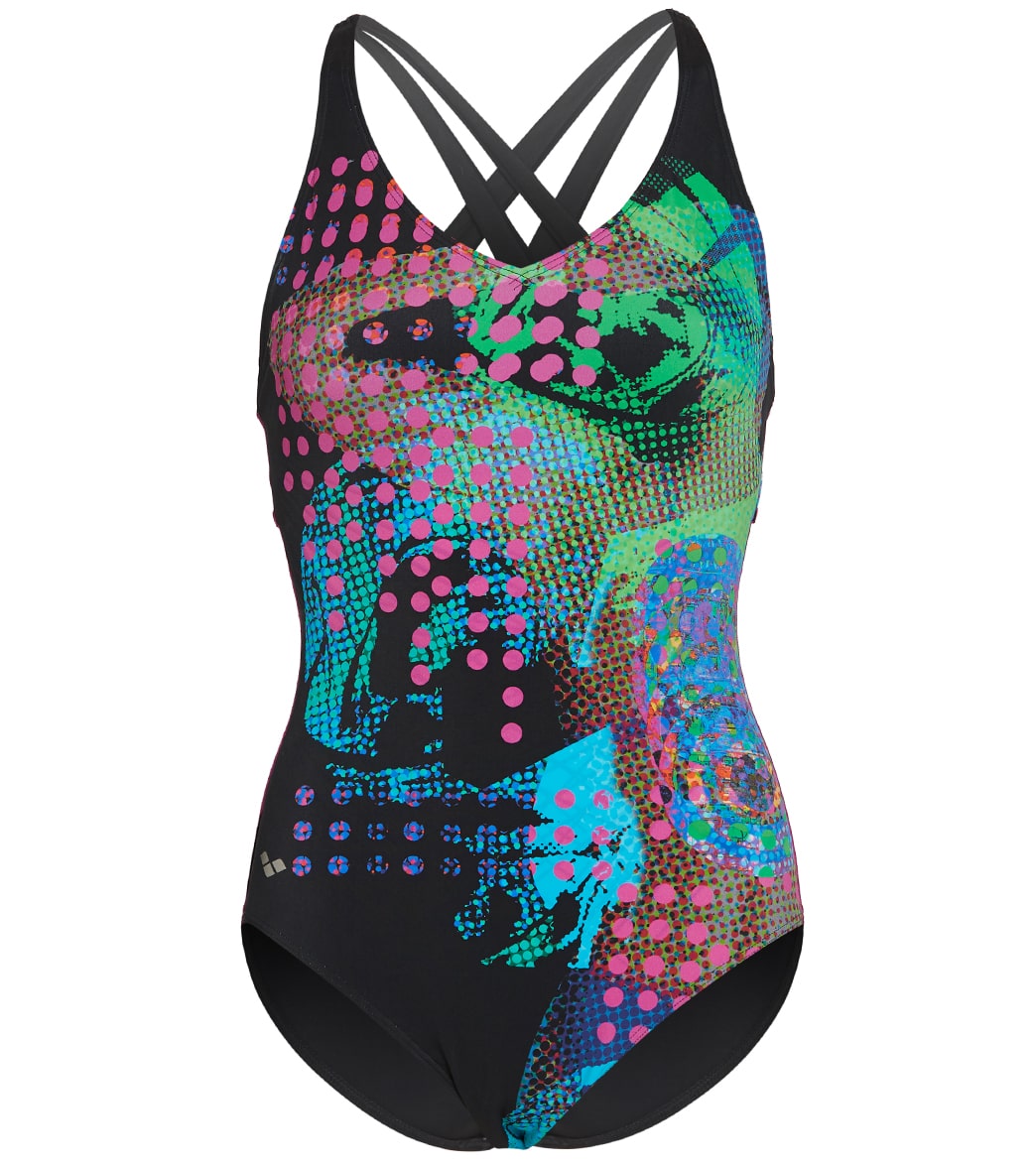 Arena Womens Francesca Criss Cross Back Chlorine Resistant One Piece